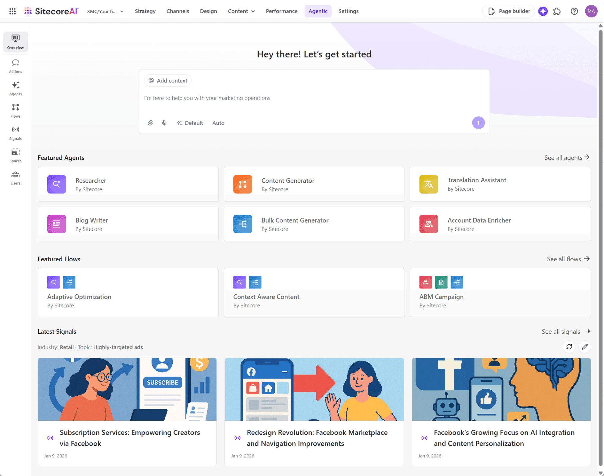 Working with Agentic studio | Sitecore Documentation